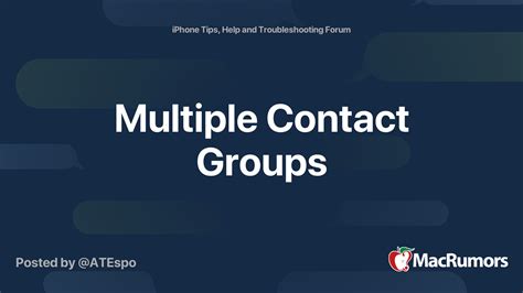 Multiple Contact Groups Macrumors Forums