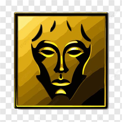 흰색 바탕에 골드 마스크 로고 벡터 흰색 배경에 황금 얼굴의 단순한 검은색 아이콘 그림자 없음 작은 프레임 중앙 Png 일러스트 및 벡터 에 대한 무료 다운로드