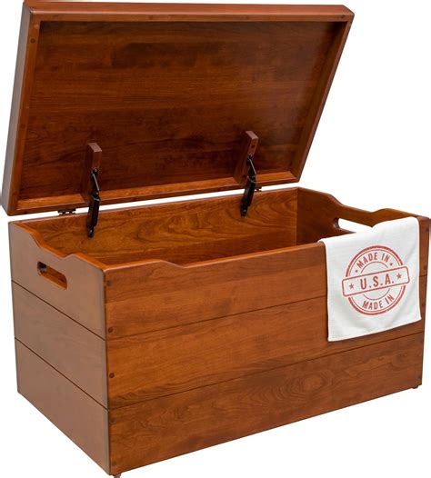 Hope Woodworking Amish Made Wooden Storage Chest Trunk Box With Lid And Handles For