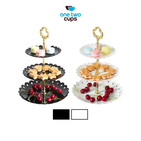 Jual One Two Cups Rak Makan Kue Buah Cake Plate Stand Display Cf431 Shopee Indonesia