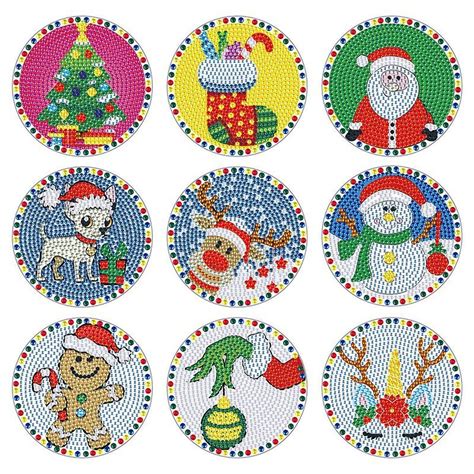 5d Diamond Painting Coaster Santa Claus Diy Single Sided Stick Drill