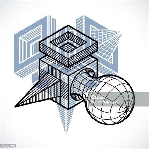 추상적인 벡터 기하학적 형태 3d 창의적인 모양입니다 0명에 대한 스톡 벡터 아트 및 기타 이미지 0명 3차원 형태 기하 Istock