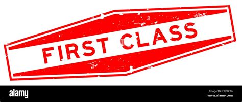 Grunge Red First Class Word Hexagon Rubber Seal Stamp On White Background Stock Vector Image