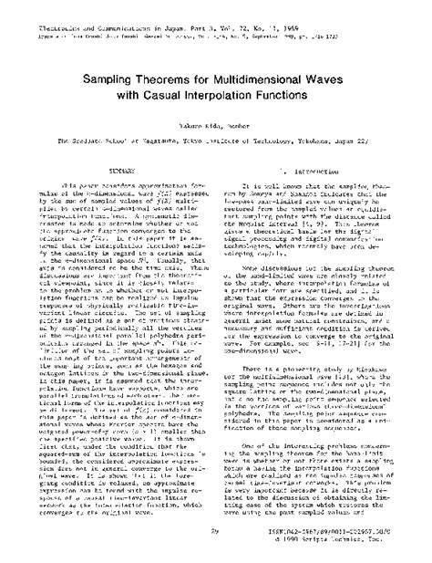 Pdf Sampling Theorems For Multidimensional Waves With Casual Interpolation Functions