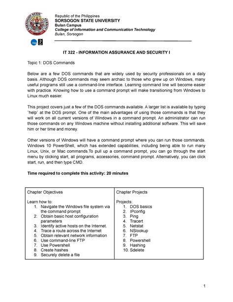 Topic 1 Dos Commands Republic Of The Philippines Sorsogon State