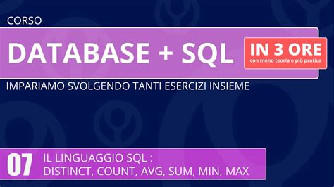 Corso Database E Linguaggio Sql In 3 Ore 07 Sql Distinct Count