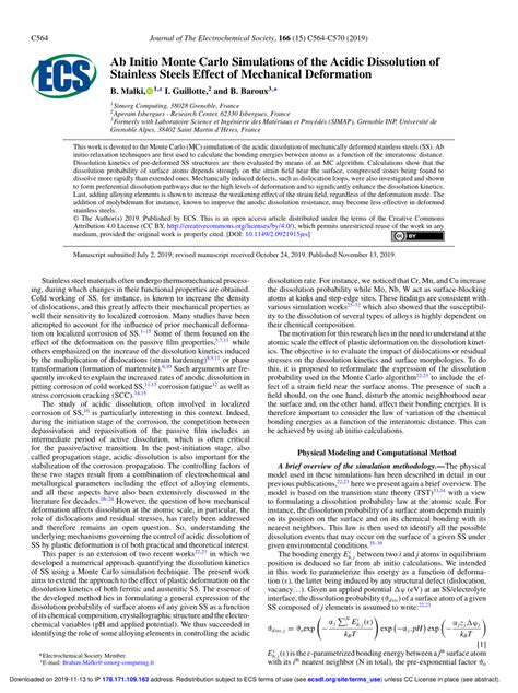 Pdf Ab Initio Monte Carlo Simulations Of The Acidic Dissolution Of Stainless Steels Effect Of