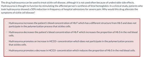 Solved The Drug Hydroxyurea Can Be ﻿used To ﻿treat Sickle