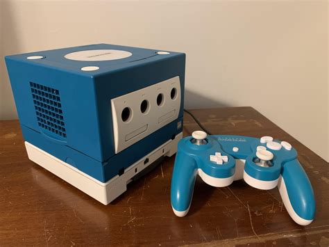 My Custom Emerald Blue And White Gamecube Made To Match My Controller R Gamecube