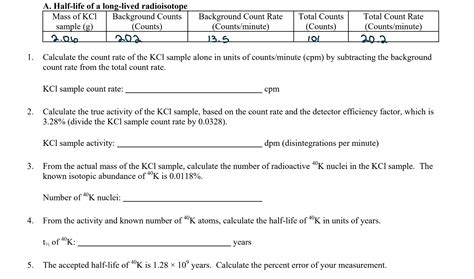 Solved 1 Calculate The Count Rate Of The KCl Sample Alone Chegg Com