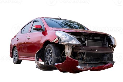 Coche Chocar Lleno Cuerpo Frente Y Lado Ver De Rojo Coche Obtener