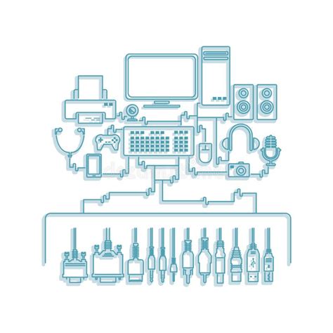 Computer Components With Peripheral Devices Vector Illustration Computer Components With Peripheral Devices Vector Illustration