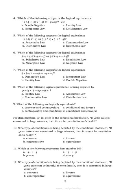 General Mathematics Quarter 2 Module 17 Logical Equivalence And