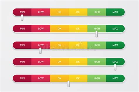 Scale Or Indicator Level Meter With Colorful Levels Stock Vector