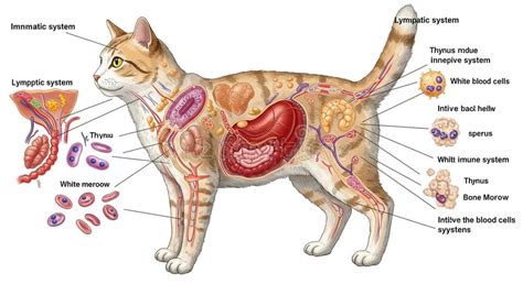 Diagram Of A Cat S Anatomy Focusing On The Immune And Lymphatic Systems The Stock Illustration