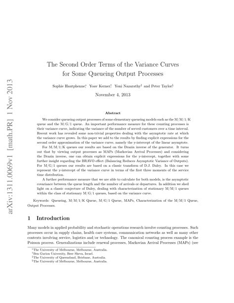 pdf the second order terms of the variance curves for some queueing