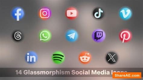 Videohive Glassmorphism Social Media Icons Free After Effects Templates After Effects Intro