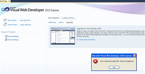 Visual Studio Bug Error Writing The Project File Class Not Registered Stack Overflow