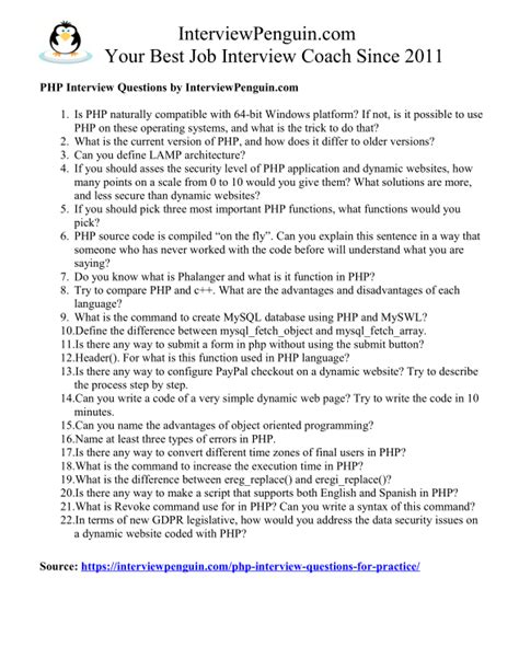 23 Technical PHP Interview Questions InterviewPenguin