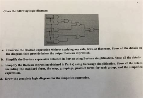 solved given the following logic diagram a generate the