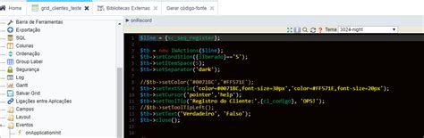 Grid ToolBar Barra de Ferramentas em linha de Aplicações de Consulta