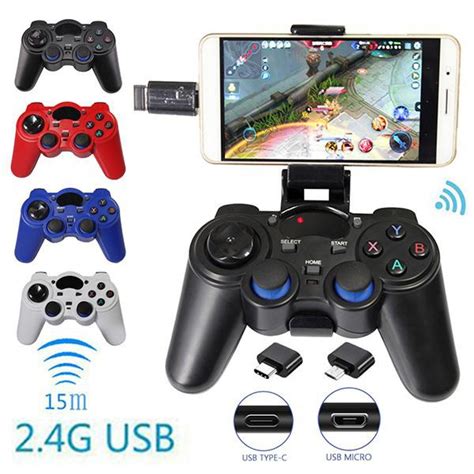 2 4g Wireless Game Controller Joystick Gamepad With Micro Usb Otg Converter Adapter For Android
