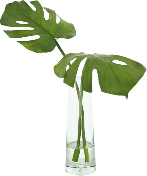 Creative Displays Green Philo Leaf Arrangement In A Clear Glass Vase