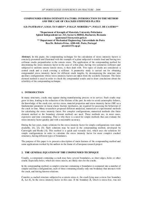 Pdf Compounded Stress Intensity Factors Introduction To The Method And The Case Of Cracked