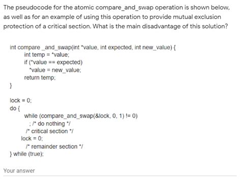 solved the pseudocode for the atomic compare and swap