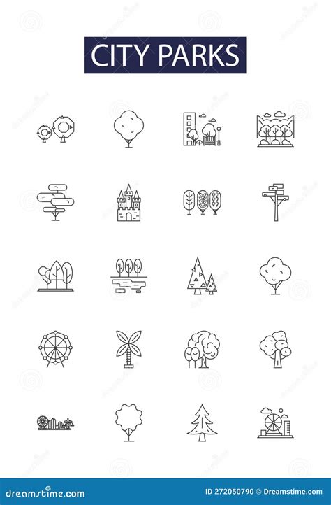 Vectorpictogrammen En Borden Van Stadsparken Parken Recreatie Groene