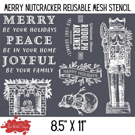 Merry Nutcracker Stencil • Reusable Mesh Stencil • 8 5 X 11 • Diy