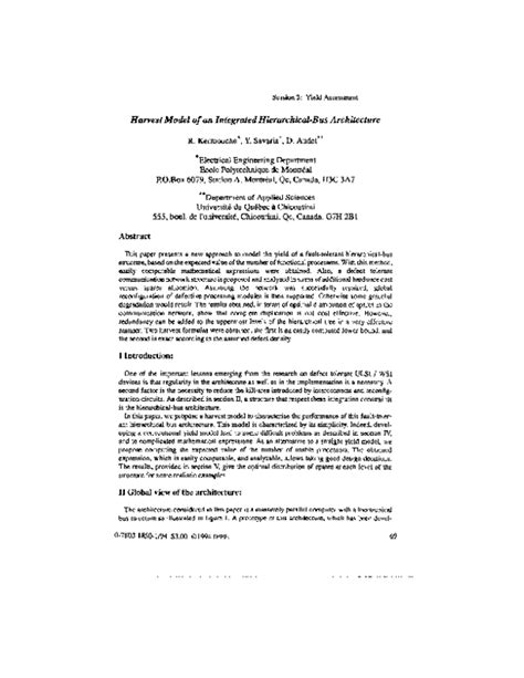 pdf harvest model of an integrated hierarchical bus architecture