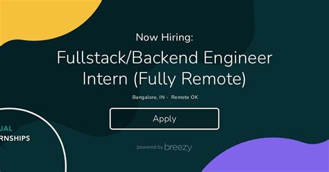 fullstack backend engineer intern fully remote at virtual internships