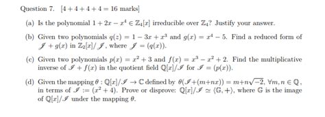 Question Marks A Is The Polynomial Chegg Com