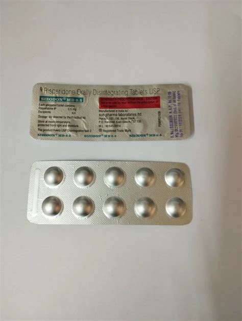 Risperidone 05mg Sizodon Md 05 At ₹ 32stripe रिसपेरीडोन टैबलेट