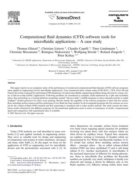 Pdf Computational Fluid Dynamics Cfd Software Tools For