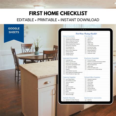 First Home Checklist Packing Planner New House To Do List Printable