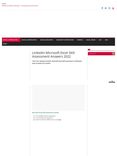 Certificateland Com Linkedin Microsoft Excel Skill Assessment