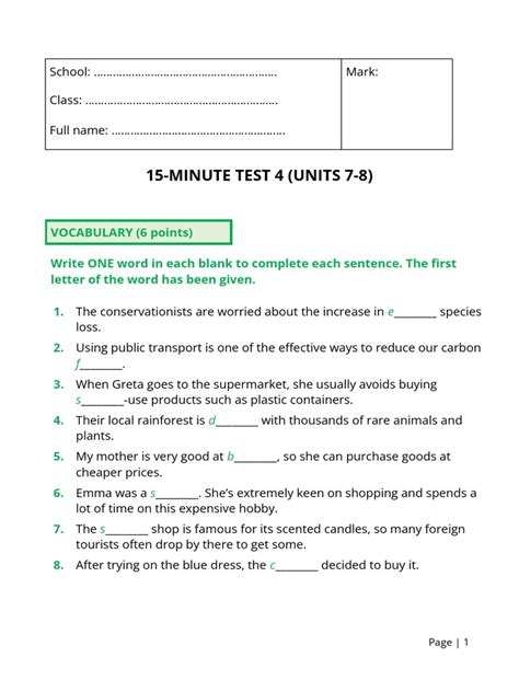 15 Minute Test 4 Semester 2 Pdf