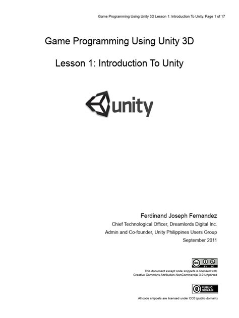 Feuunity3dlesson1 Pdf Unity Game Engine 3 D Computer Graphics