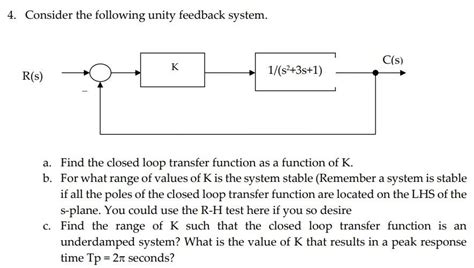solved 4 consider the following unity feedback system a