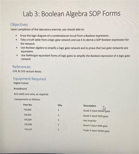 Solved Lab 3 Boolean Algebra Sop Forms Objectives Upon