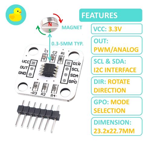 As5600 12bit Magnetic Encoder Angle Measurement Sensor Module With