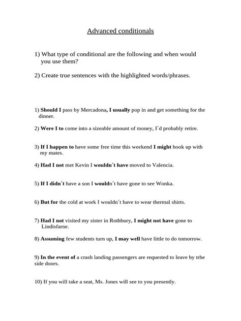 Conditionals Advanced Pdf