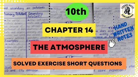 10th Chemistry Chapter 14 The Atmosphere Solved Exercise Short
