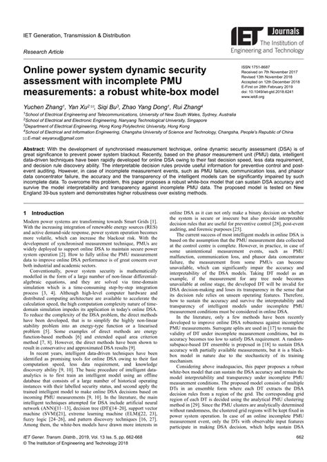 Pdf On Line Power System Dynamic Security Assessment With Incomplete