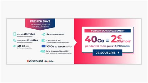 French Days Ce Forfait Mobile 40 Go Passe à 299 Eurosmois Seulement