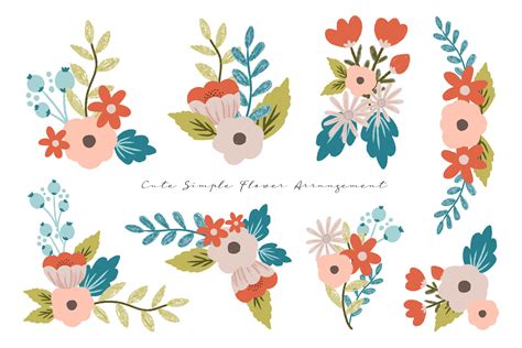 Cute Simple Spring Flower Arrangement Graphic By Fathurmutiah · Creative Fabrica