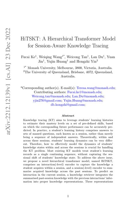 Pdf Hitskt A Hierarchical Transformer Model For Session Aware