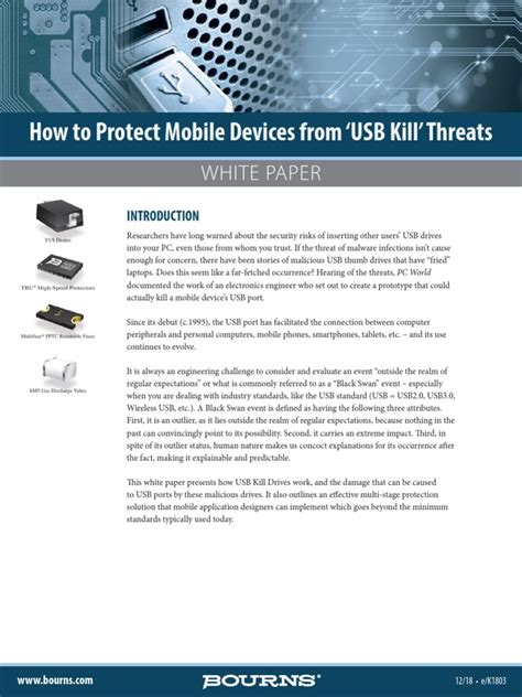How To Protect Mobile Devices From Usb Kill Threats White Paper Pdf Pdf Equipment
